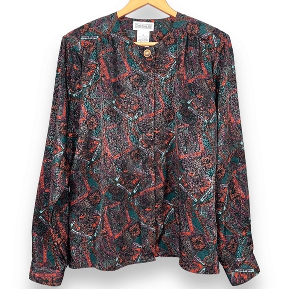 christie & jill | Tops | Vintage Christie Jill Pleated Abstract Print ...